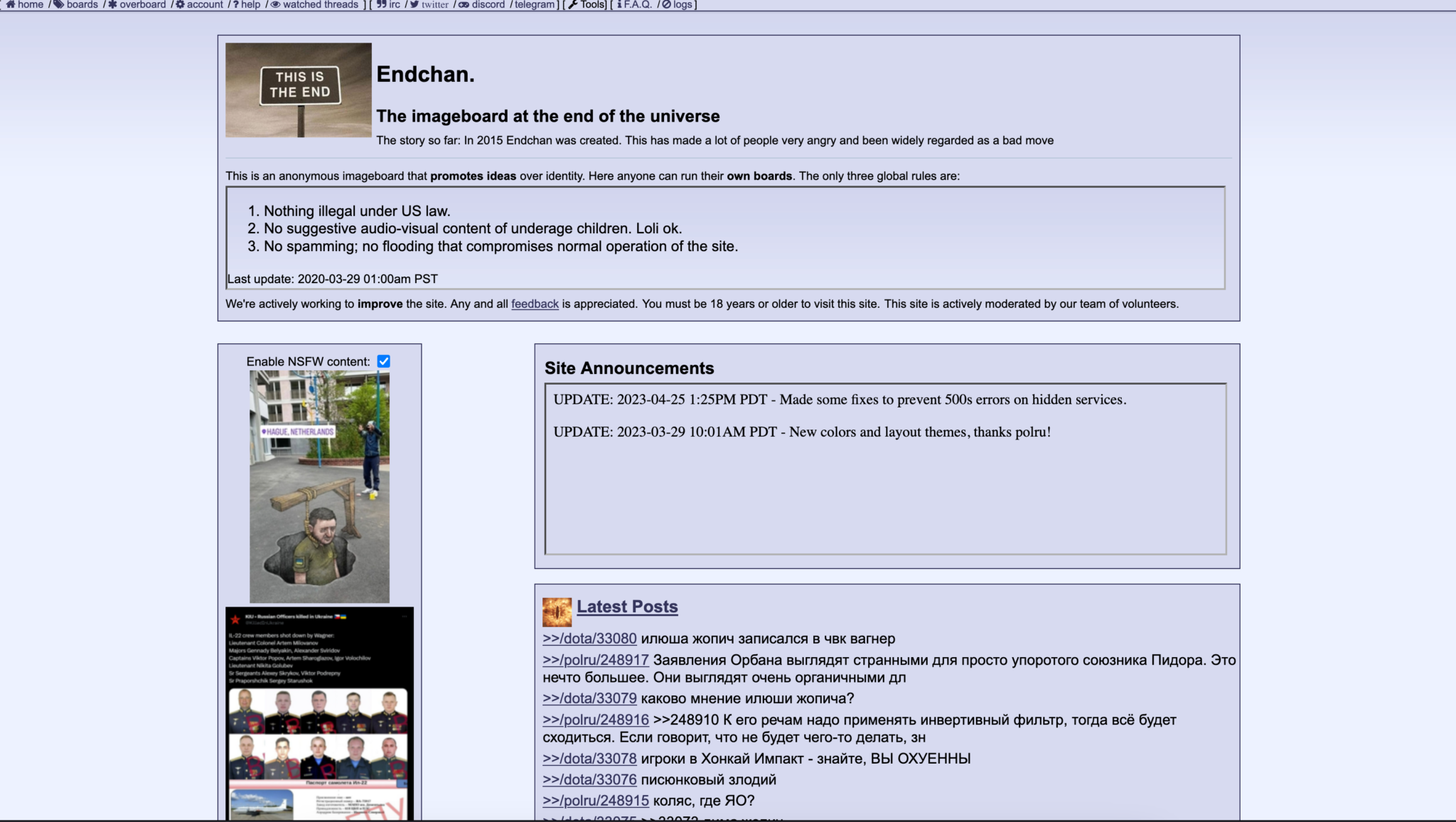 Endchan: Secure & Anonymous Communication via Tor