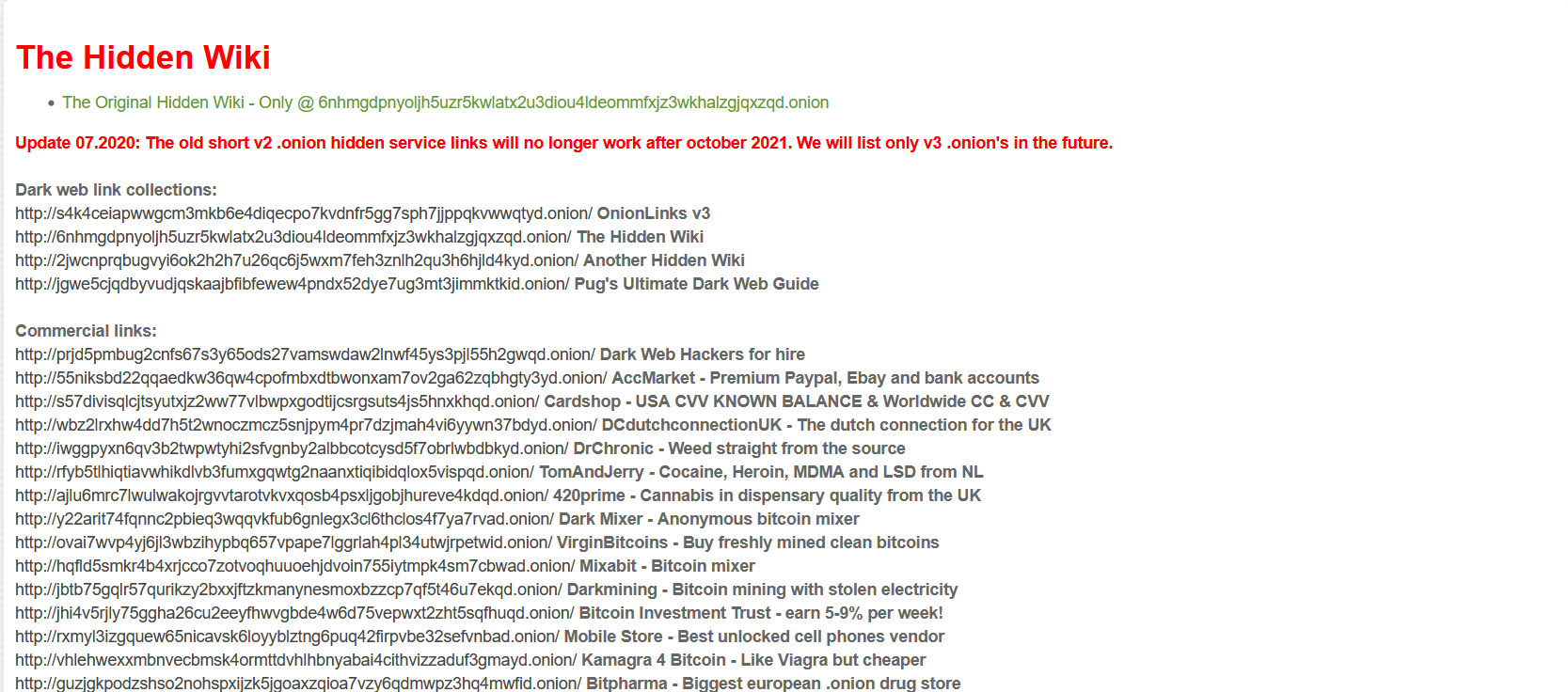 The Hidden Wiki - torlinks